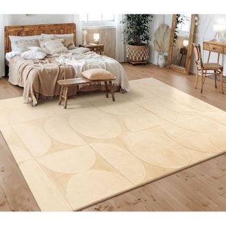 Paco Home Paco Home - Tapis Salon Chambre Adulte Poils Ras Scandinave Motif Boho Motif Geometrique 200x280 cm, Beige 6