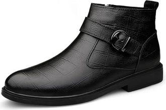 Generic Bottines Chelsea pour homme en cuir véritable avec fermeture éclair latérale - Bout pointu - Imperméables - Antidérapantes - Décontractées - Affaires 