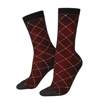 Generic Bordeaux Et Or Raffinés Femme Homme Chaussettes De Tennis Comfort Chaussette De Travail Durabilité Socquette DÉquipage Pour Randonnée Extérieur Cyclis