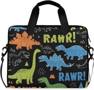 Alaza Sac pour ordinateur portable de 40,6 à 15,6 pouces, sacoche pour ordinateur portable pour femme, homme, étudiant, travail, voyage, bandoulière, Dinosa