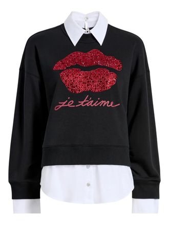 Cinq à Sept sweat à ornements en cristal Justina - Noir