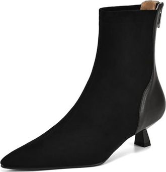 SJJH Bottes de cheville pour femme Fermeture &eacute;clair arri&egrave;re | Bottes &eacute;l&eacute;gantes en dentelle, parfaites pour les loisirs, talon de 4,5 cm, confortable, Noir 