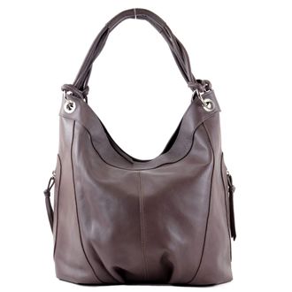 modamoda.de Z18 - ital Damenhandtasche aus Leder/Nappaleder, Farbe:Graubraun