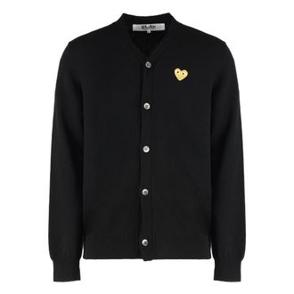 Comme Des Gar&ccedil;ons Herz-Patch Woll-Cardigan - - Knitwear - Herren - Schwarzk - XL