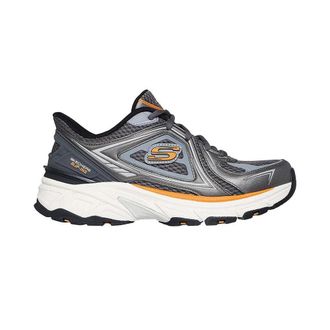 Skechers Herren Stamina Sport Kordae Sneaker, Charcoal Leather/Orange Mesh/Pu, 45.5 EU