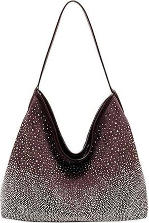 Jamron Femme Brillant Sac a Main avec Strass Grande Capacité Sac à Bandoulière SN0706298 Café