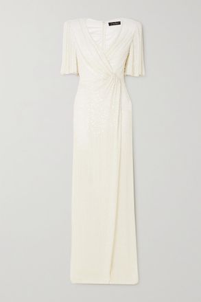 Jenny Packham Robe Aus Chiffon Mit Wickeleffekt Und Verzierungen - Wei&szlig;