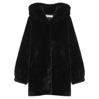 Bully Veste &agrave; capuche en fausse fourrure - Femme - Vestes - Noir - Taille: 38 FR