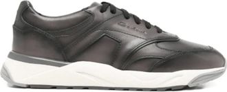 Santoni Homme, Chaussures, Brun, Taille: 41 1/2 EU Panelled Leather Baskets