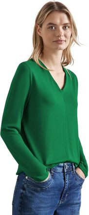 Street One Knit Look Jersey v-Neck Shirt, Vibrant Green, 36