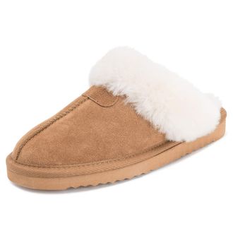 Polar Damen Real Wildleder Australian Sheepskin Winter Pelz Gef&uuml;ttert Warm Mules - Tan - TAN39 AYC0215