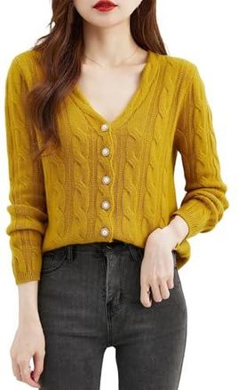 Generic Y2k Cardigan dhiver en laine m&eacute;rinos pour femme avec col en V et tricot doux, &Eacute;rable, XS