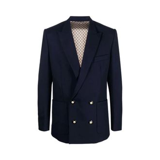 Balmain Homme, Vestes, Bleu, Taille: L Blazer Crois&eacute;