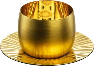 Eisch Eisch Glaskultur Cappuccinoglas Cosmo Collect sun gold m. Untersetzer in Geschenkr&ouml;hre