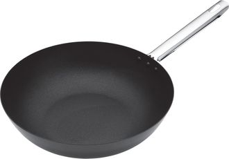 MasterClass MasterClass Professional Antihaft-Kohlenstoffstahl-Wok, induktionsgeeignet, 30 cm (12), Schwarz