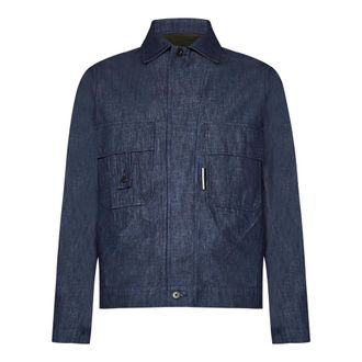 low brand Homme, Vestes, Bleu, Taille: M Manteau Bleu en Coton avec Col Chemise