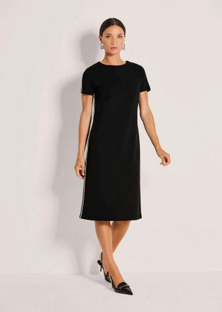 Madeleine Maxikleid Viskosekleid mit Kontraststreifen Midikleid mit Rundhalsausschnitt, Kurzarm und Kniel&auml;nge