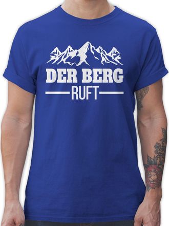 Shirtracer T-Shirt Herren - Skiurlaub Apres Ski - Der Berg Ruft - XL - Royalblau - wandergeschenk Shirt Skifahren Skifahrer ruf Tshirt wandergeschenke skioutfit 
