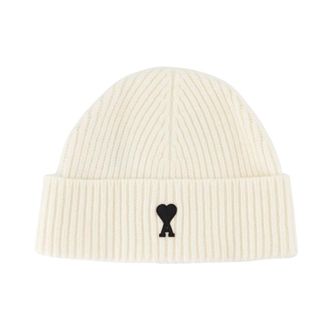 Ami Wei&szlig;e Woll Beanie M&uuml;tze - - Accessories - unisex - Wei&szlig; - ONE SIZE
