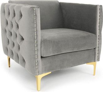 Paris Prix Fauteuil Design en Velours Suez 83cm Argent