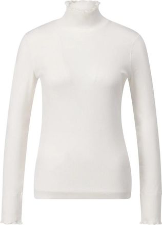 Marc Cain Ger&uuml;schter Stehkragen Langarmshirt - - Tops - Damen - Wei&szlig; - 2XL
