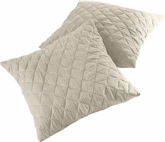 Loberon Kissenhülle 2er Set Jolique, Leichte Wattierung, Elegantes Steppdesign, Zeitloser Look, Kissenbezüge, Baumwolle, beige