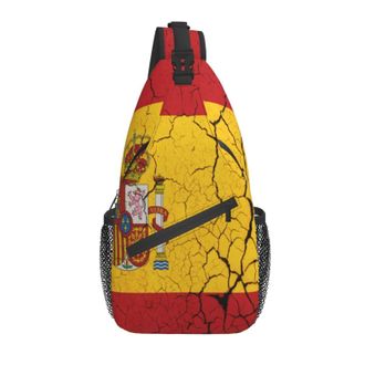 AOOEDM Retro Spanische Flagge Kreuz Brusttasche Diagonal Sling Rucksack Crossbody Umhängetasche Reisen Wandern Tagesrucksäcke für Männer Frauen