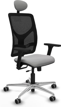 Piqueras y Crespo Motorradstuhl mit 3D-Armlehnen, h&ouml;henverstellbarer Lendenwirbelst&uuml;tze und festem Kopfteil, ausgestattet mit Syncro/Traslack und Schneideschaum. Schwar