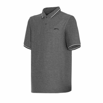 Slazenger Tipped Herren Polo Poloshirt T Shirt Kurzarm Classic Fit Tee Charcoal Marl XXXXL