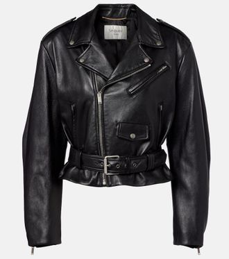 Saint Laurent Veste raccourcie en cuir