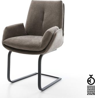 DELIFE Freischwinger Clea-Flex Strukturstoff Soft Taupe Freischwinger flach Schwarz, Esszimmerst&uuml;hle