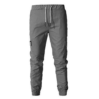 Generic Pantalon de jogging pour homme, long, uni, coupe universelle, en coton, stretch, avec poches, pour les vacances, la plage, le quotidien, taille &eacute;lasti
