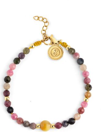 Singularu Armband Amulet Cats Eye. Edelstahl mit 18K vergoldung und Naturstein. Schmuck f&uuml;r Damen