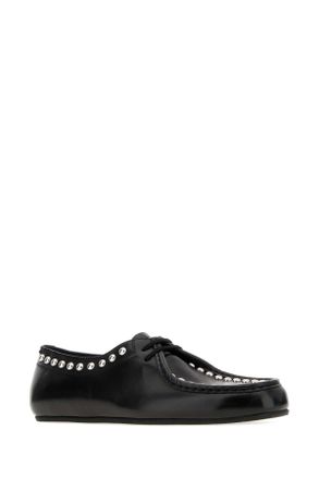 Jil Sander Mens Black Leather Lace-Up Shoes 001 Scarpe Stringate