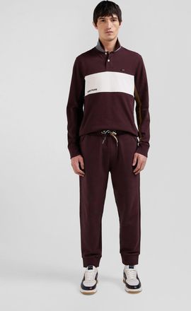 Eden Park Polo Manches Longues Colorblock En Piqu&eacute; Coton Bordeaux Coupe Regular