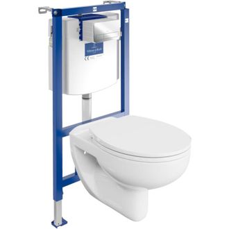Domino Villeroy&boch wc Set mit Vorwandelement, Wand-WC und Sp&uuml;lknopf