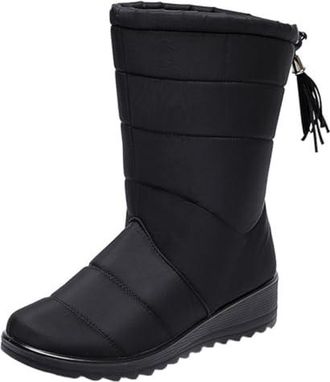 Valiclud Bottes Hautes dHiver pour Femmes Bottines de Neige Noires Imperm&eacute;ables &agrave; Semelle &Eacute;paisse Antid&eacute;rapante Pompons Chaussures Chaudes et D&eacute;contract&eacute;es Tai