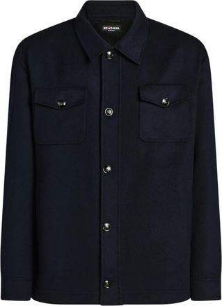 Kiton Homme, Vestes, Bleu, Taille: 2XL Pure Cashmere Shirt Jacket