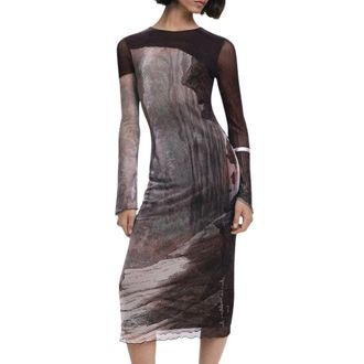 Desigual Lang&auml;rmeliges Midikleid - - Dresses - Damen - Braun - S