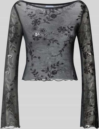 Pieces Langarmshirt mit transparentem Mesh-Effekt