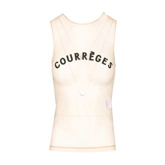Courr&egrave;ges Illusion T&uuml;ll-Top - - Tops - Damen - Wei&szlig; - S