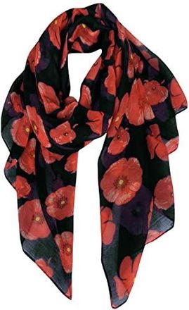 World of Shawls &Eacute;charpe longue pour femme Style c&eacute;l&eacute;brit&eacute;, Fleur de coquelicot noir, 100 x 180 cm