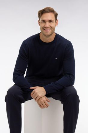 Eden Park Pull Bleu Marine &Agrave; Col Rond En Coton