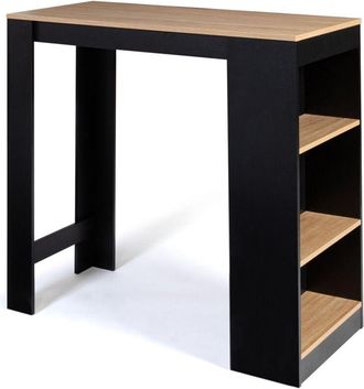 IDMarket Idmarket - Table de bar barth 2 à 4 personnes bois noir et plateau façon hêtre