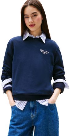 Tommy Jeans Damen Sweatshirt Logo aus Baumwolle, Blau (Dark Night Navy), L