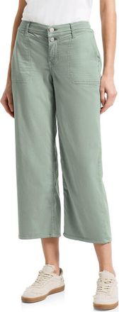 Street One Damen A379015 Wide Leg Jeans, Sage Green Washed, 30W x 26L