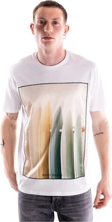 Bastille Homme, Tops, Blanc, Taille: S T-shirt à Manches Courtes et Col Rond