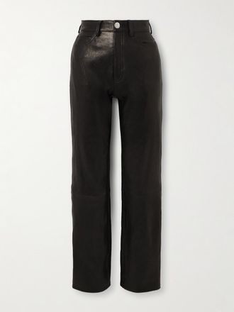 Khaite Pantalon Droit En Cuir Danielle - Noir