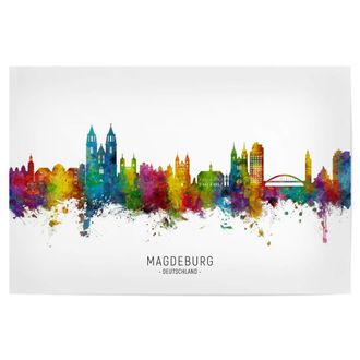 artboxONE Poster 30x20 cm St&auml;dte Magdeburg Germany Skyline txt - Bild magdeburg City Cityscape