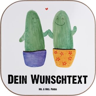 Mr. & Mrs. Panda Personalisierter Untersetzer Kaktus Liebe - Personalisierte Geschenke, Kakteen, Bedrucken, Personalisieren, Freundschaft, Hochzeit, Filzuntersetzer, K